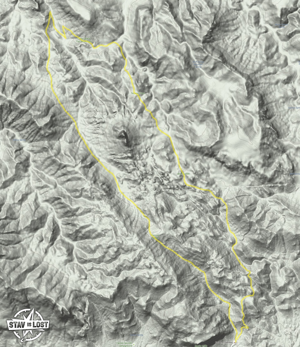 Map of Peralta Canyon and Terrapin Loop - Stav is Lost
