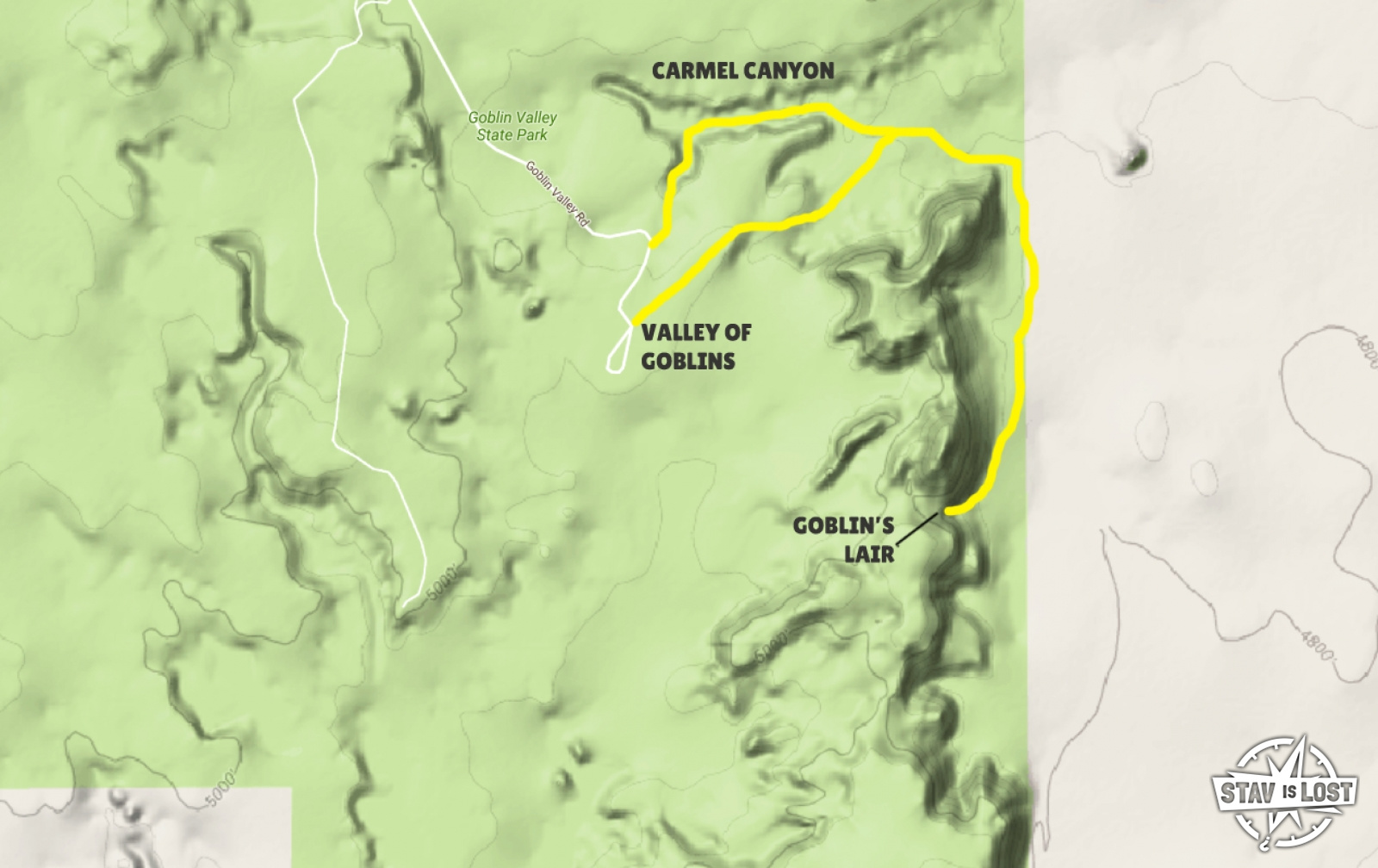 Hiking Carmel Canyon to Goblin's Lair in Goblin Valley State Park, Utah