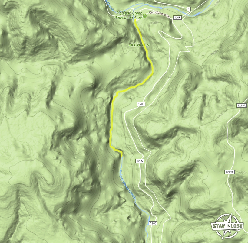 Map of Falling Water Creek - Stav is Lost
