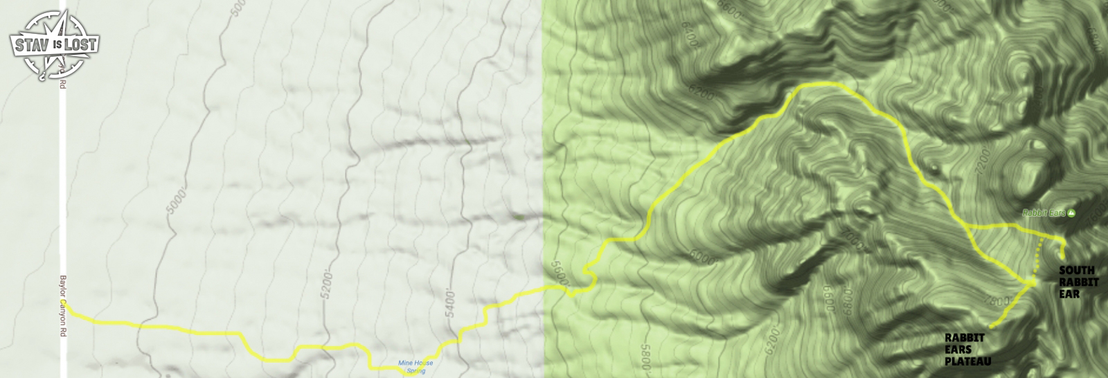 Map of South Rabbit Ear and Rabbit Ears Plateau - Stav is Lost
