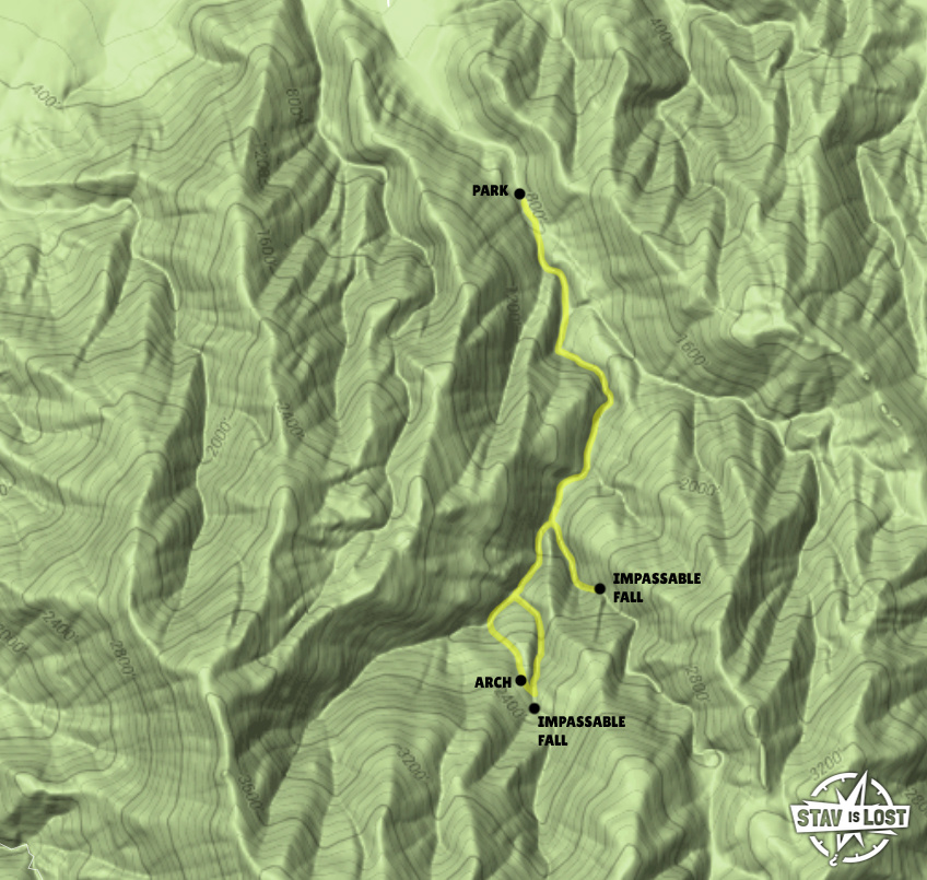 Map of Grotto Canyon and Arch - Stav is Lost