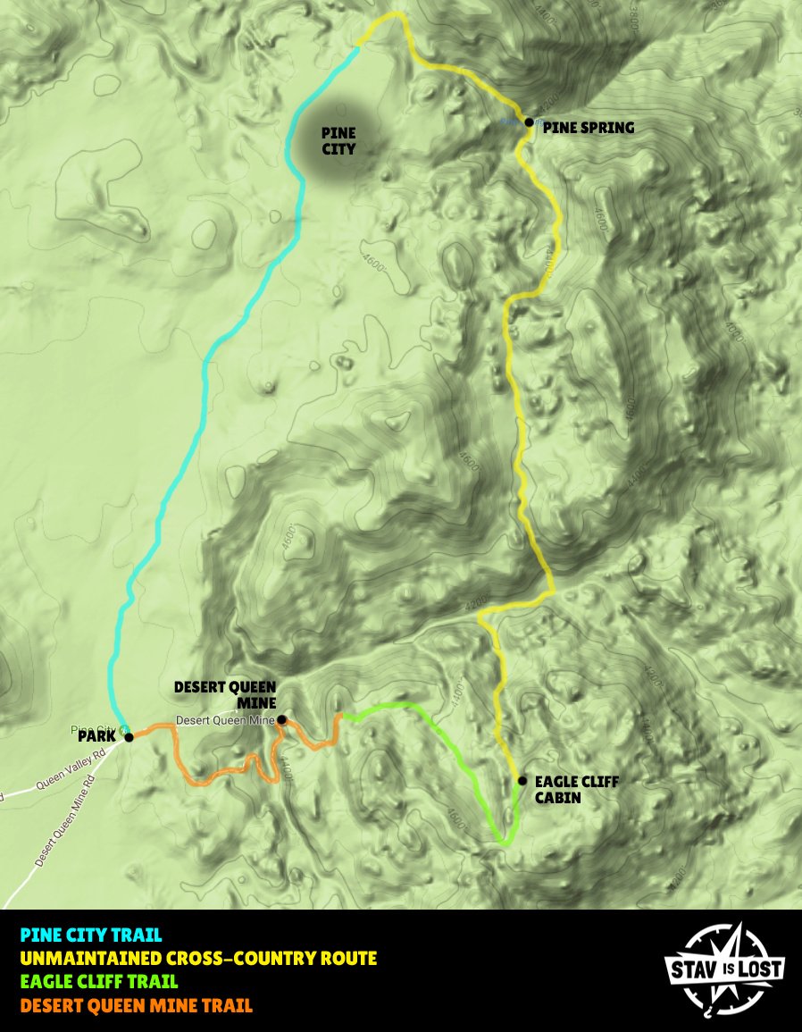 Map of Pine City, Pine Spring, Eagle Cliff, Desert Queen - Stav is Lost