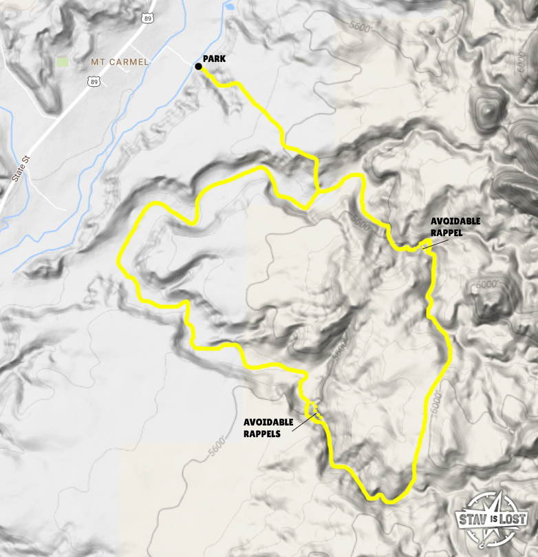Map of Sand Wash (Red Cave) Loop - Stav is Lost