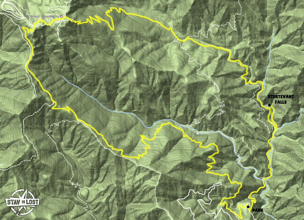 Map of Mount Wilson via Gabrielino and Upper Winter Creek Loop - Stav ...
