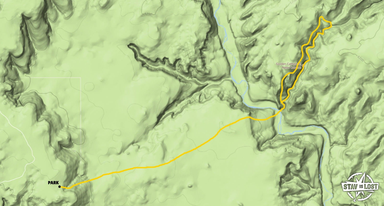 Map of Neon Canyon and Golden Cathedral - Stav is Lost