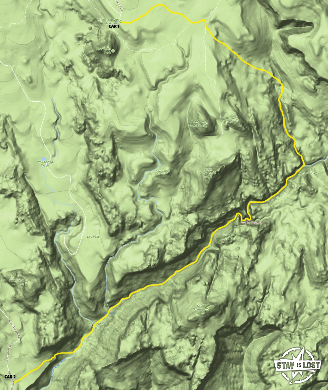 Map of Russell Gulch and The Subway - Stav is Lost