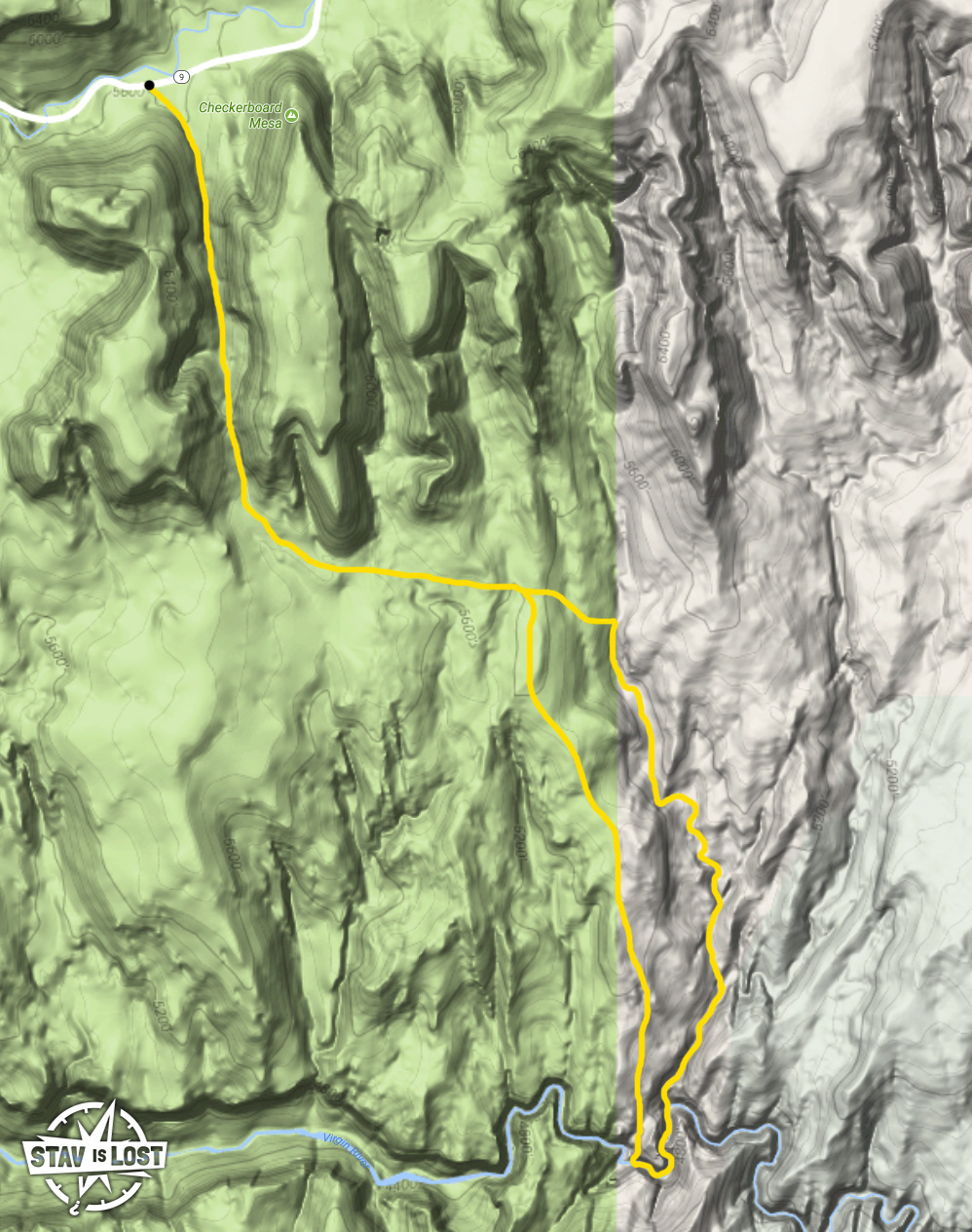 Canyoneering Map for Fat Man's Misery (West Fork)