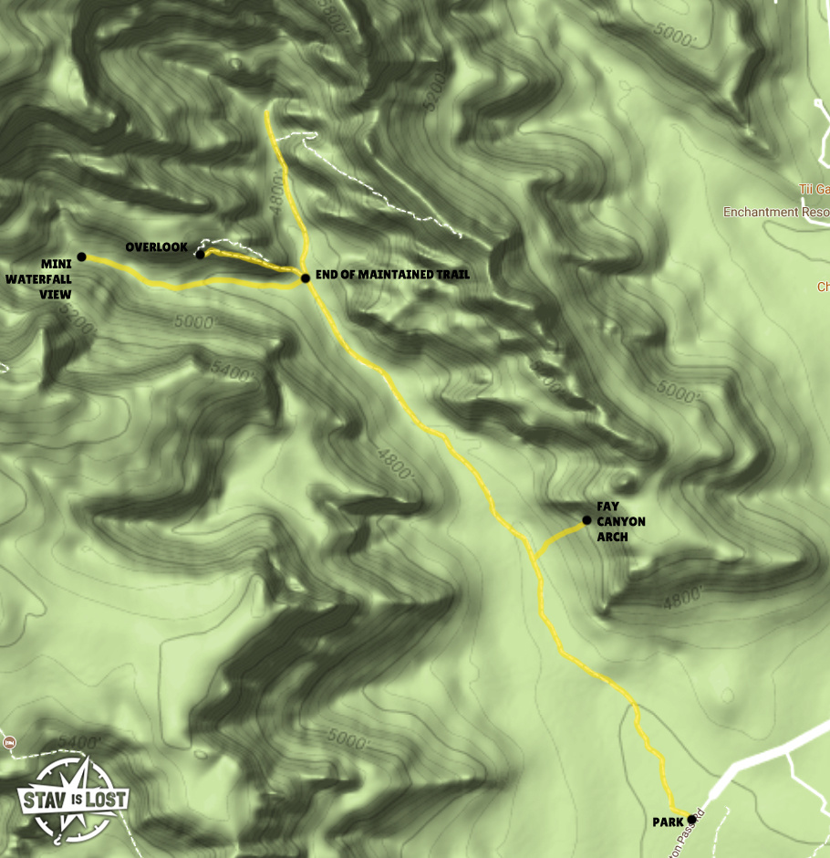 Hiking Map for Fay Canyon