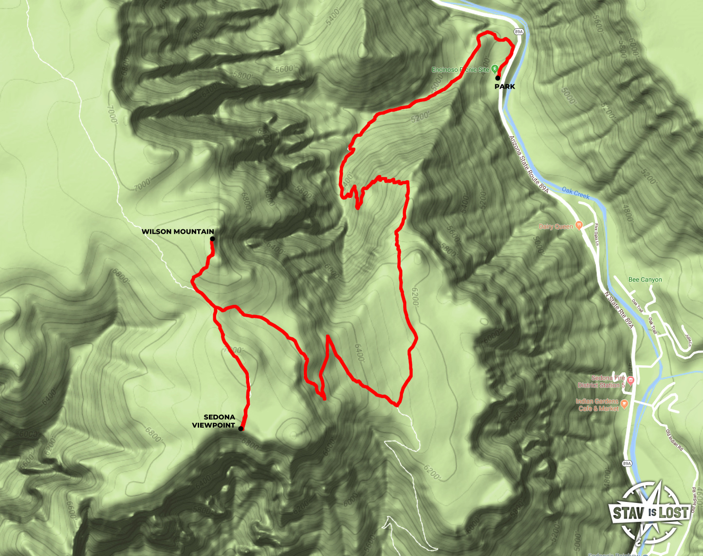 Map of Wilson Mountain via North Wilson Trail - Stav is Lost