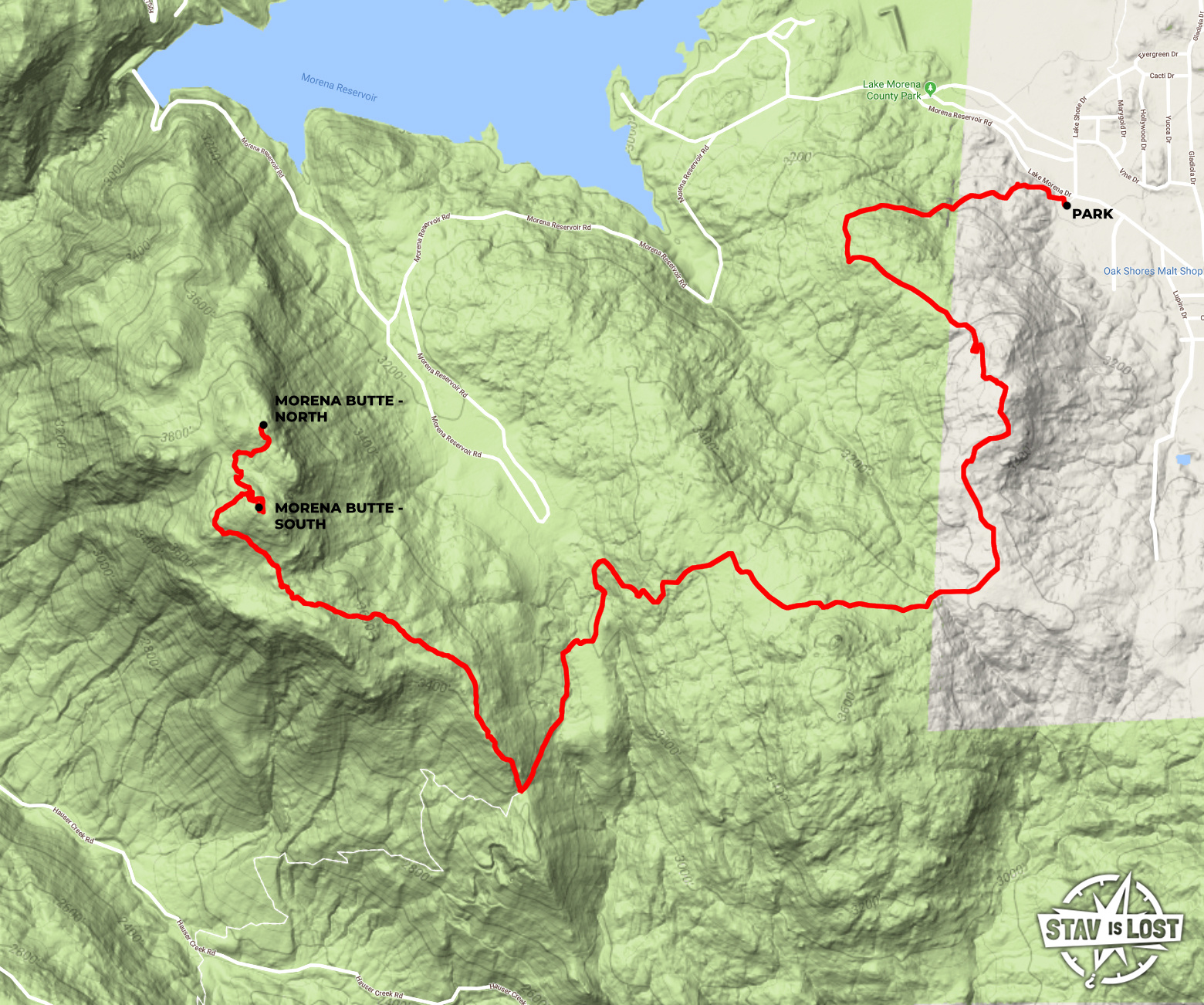 Map of Morena Butte - Stav is Lost