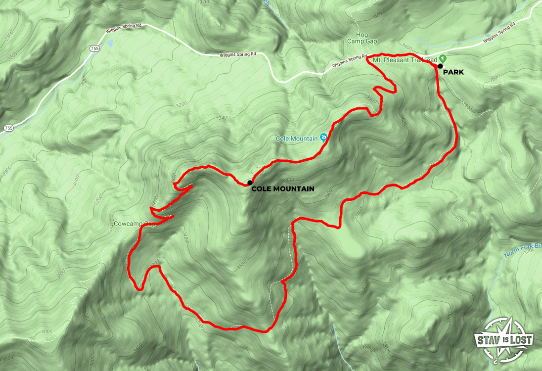 Hiking Map for Cole Mountain