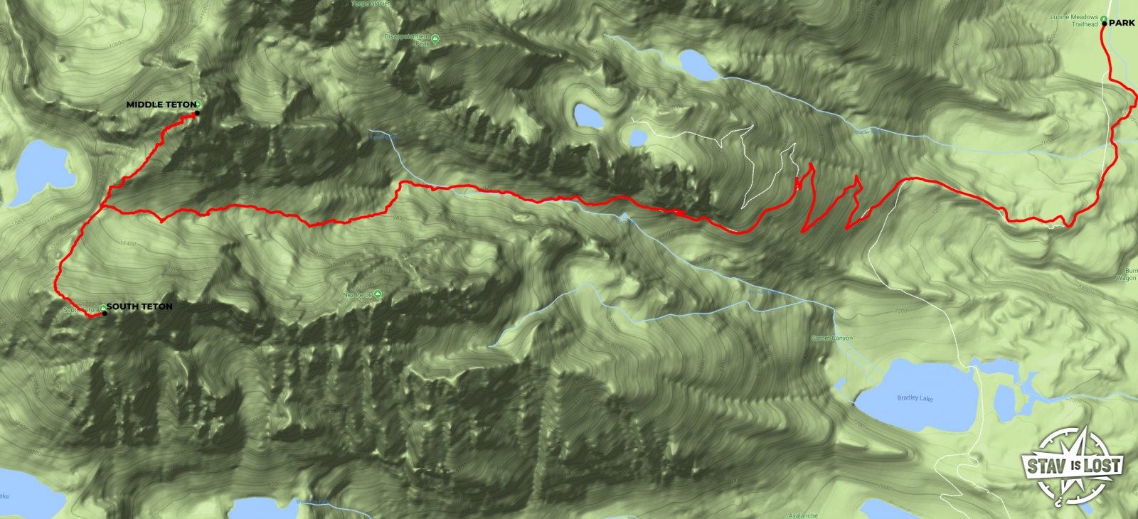 Hiking Middle Teton and South Teton in Grand Teton National Park, Wyoming