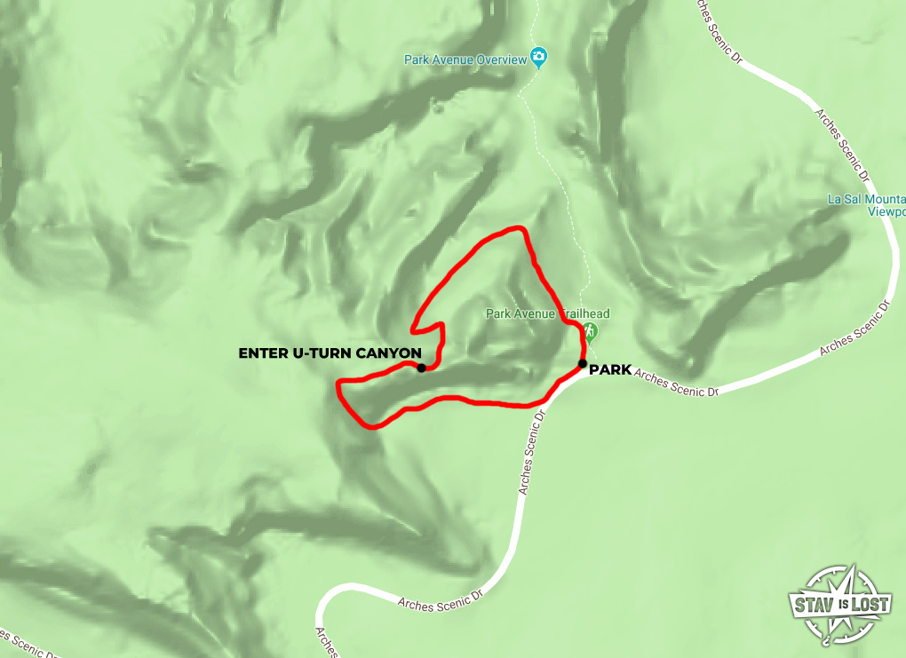 Map of U-Turn Canyon - Stav is Lost