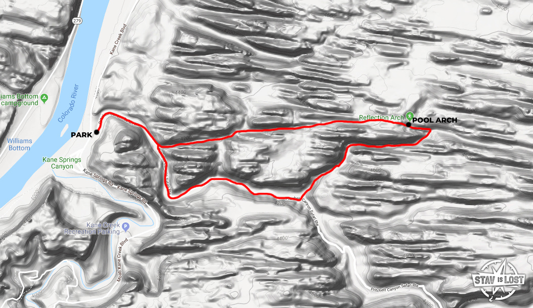Map of Pool Arch Canyon (Rock of the Ages Canyon) - Stav is Lost