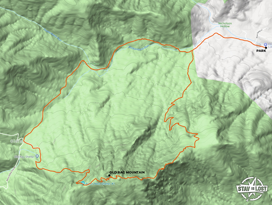 Hiking Map for Old Rag Mountain