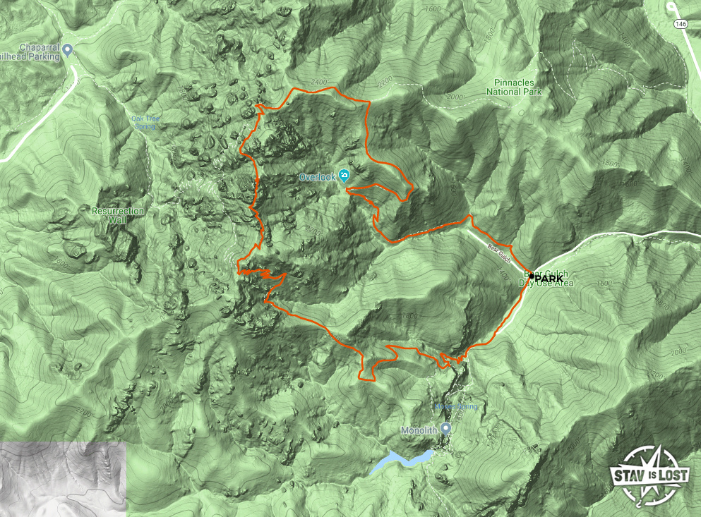 Map of High Peaks and Condor Gulch Loop - Stav is Lost