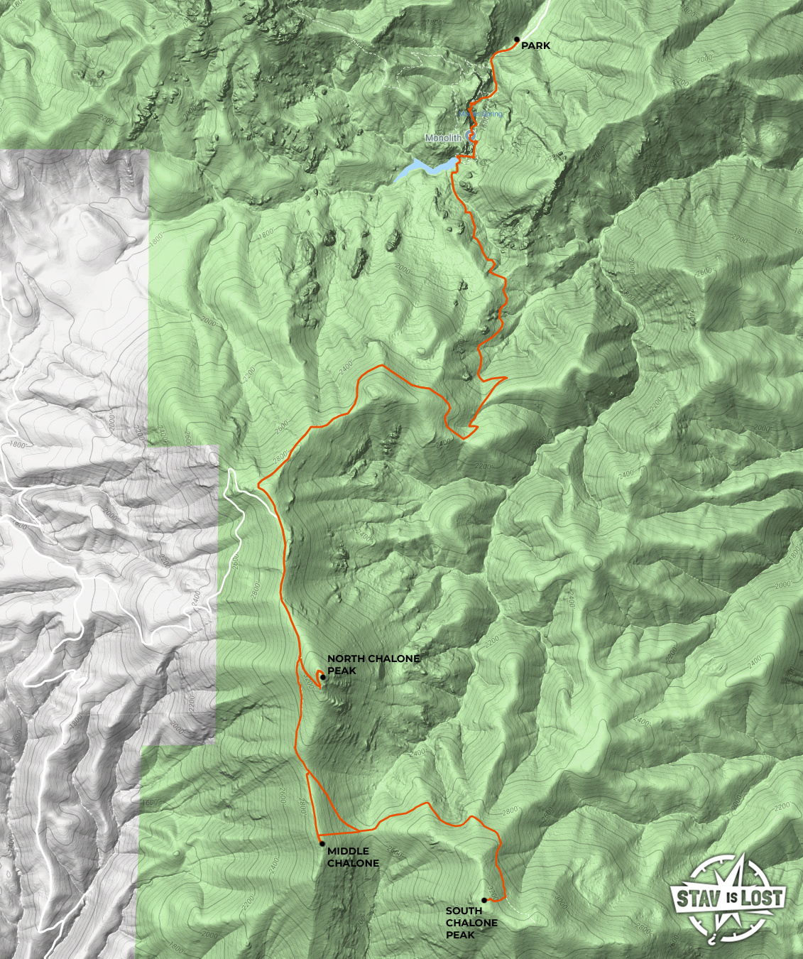 Map of North Chalone and South Chalone Peaks - Stav is Lost