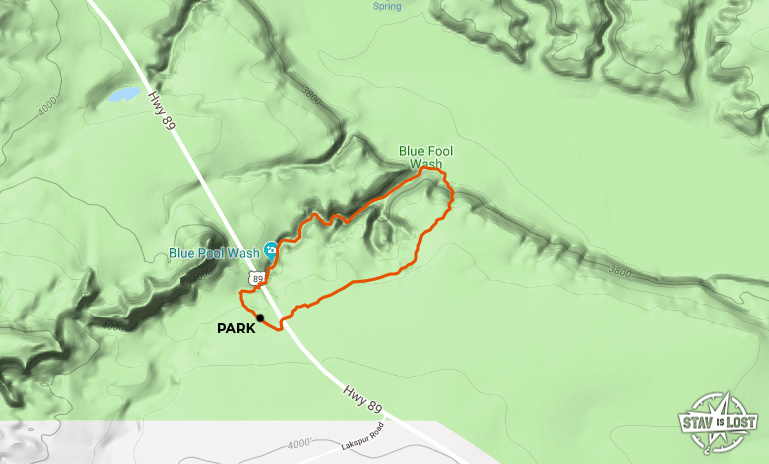 Map of Blue Pool Wash - Stav is Lost
