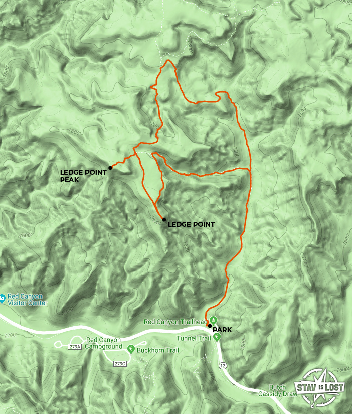 Map of Ledge Point via Cassidy Trail and Rich Trail - Stav is Lost