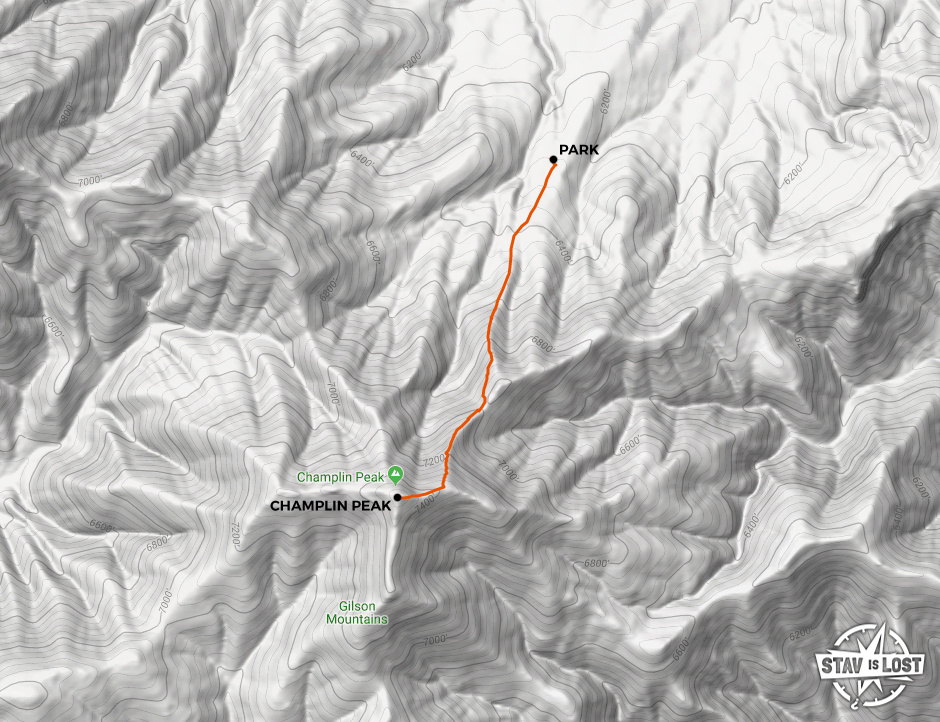 Map of Champlin Peak - Stav is Lost