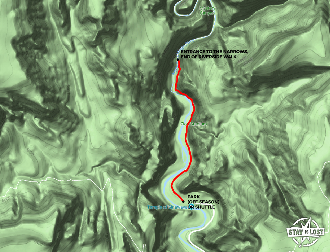 Hiking Map for Riverside Walk