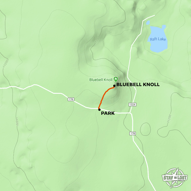 Hiking Map for Boulder Top (Bluebell Knoll)
