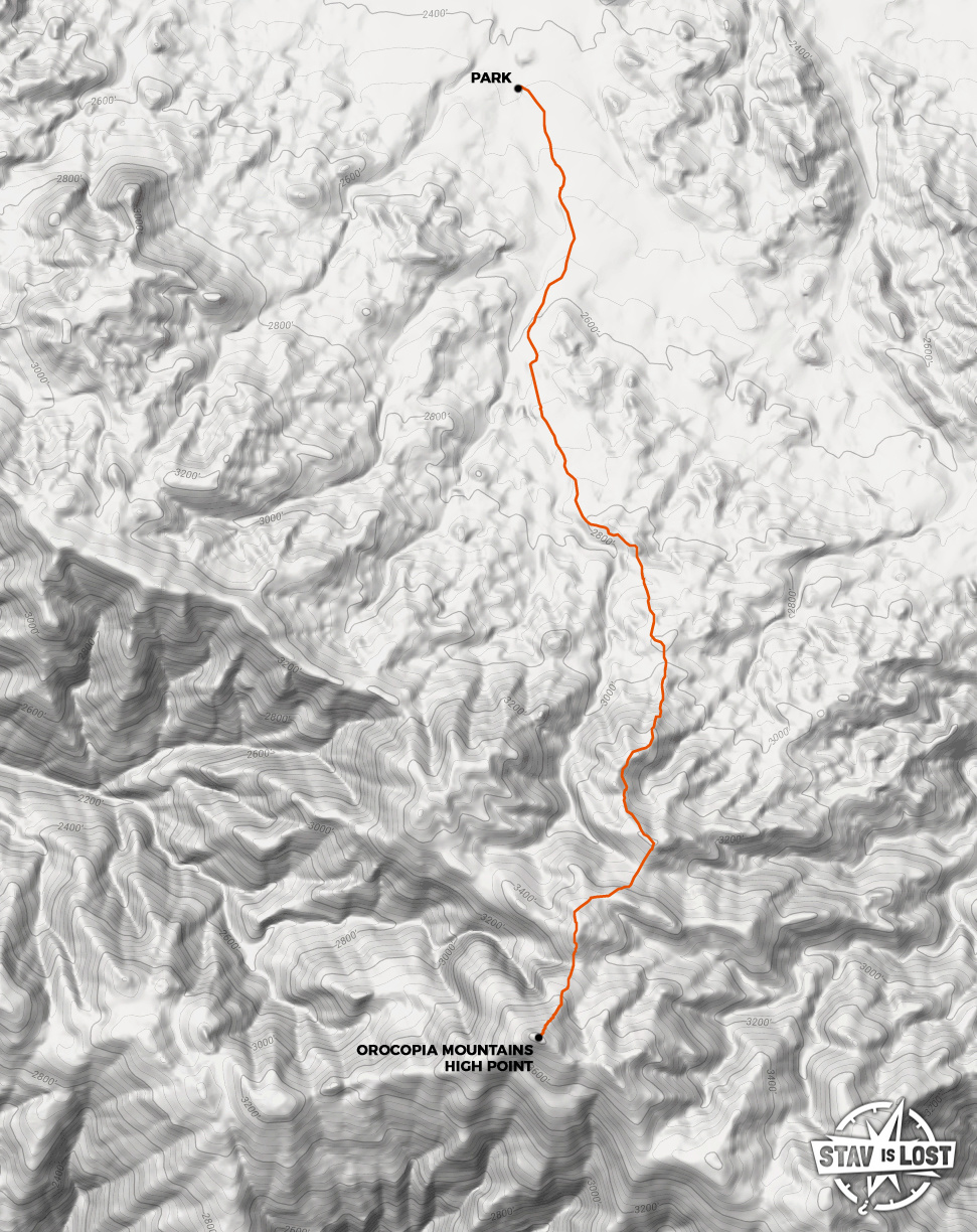 Hiking Map for Orocopia Mountains High Point