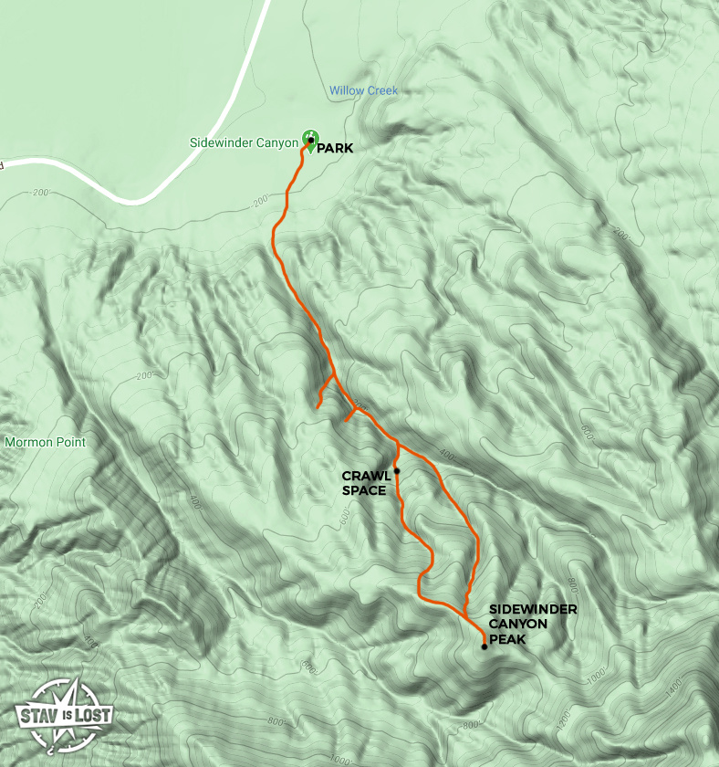 Map of Sidewinder Canyon - Stav is Lost