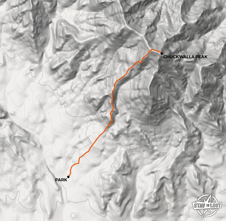 Map of Chuckwalla Mountain - Stav is Lost