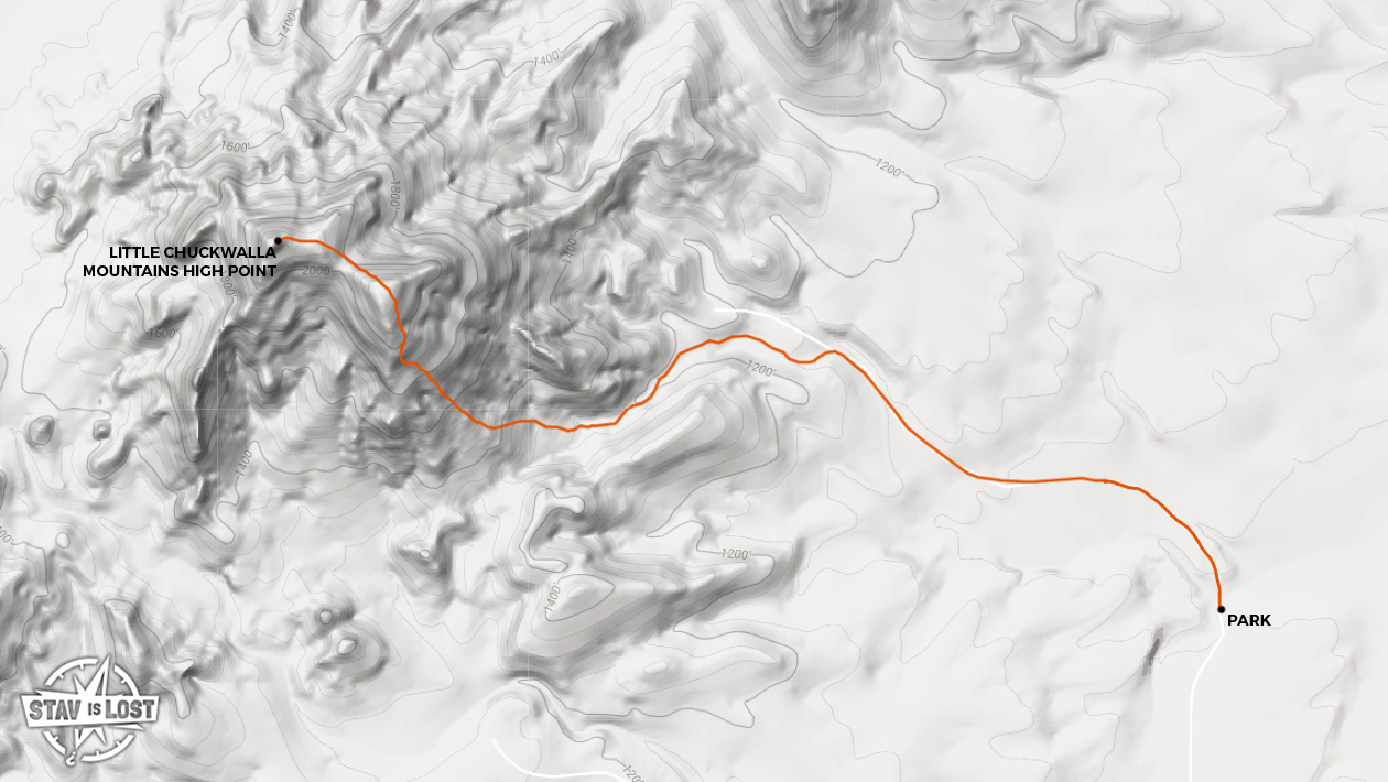 Map of Little Chuckwalla Mountains High Point - Stav is Lost
