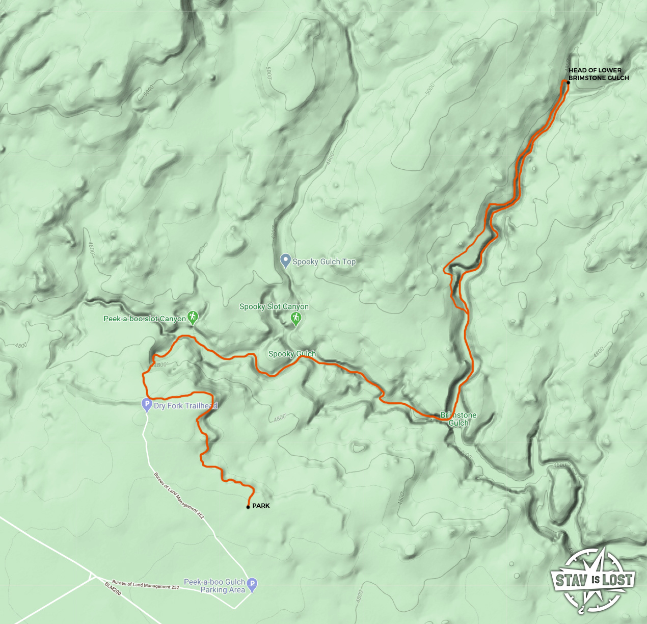 Map of Lower Brimstone Gulch - Stav is Lost