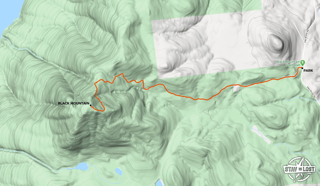 Hiking Map for Black Mountain