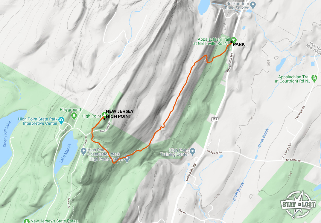 Map of New Jersey High Point - Stav is Lost