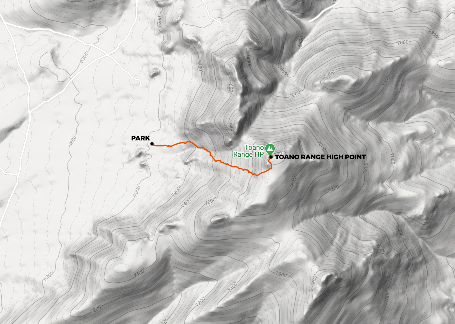 Map of Toano Range High Point - Stav is Lost