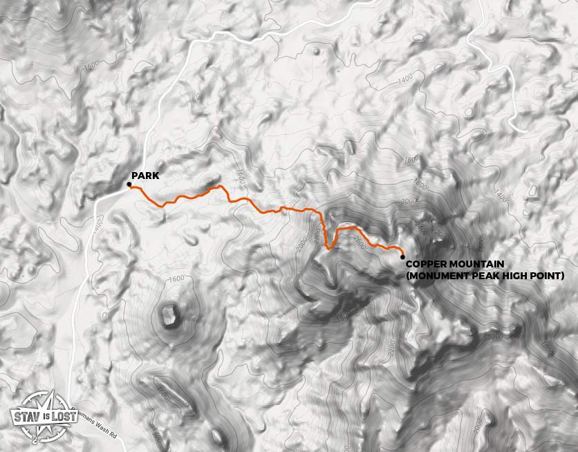 Map of Copper Mountain (Monument Peak High Point) - Stav is Lost