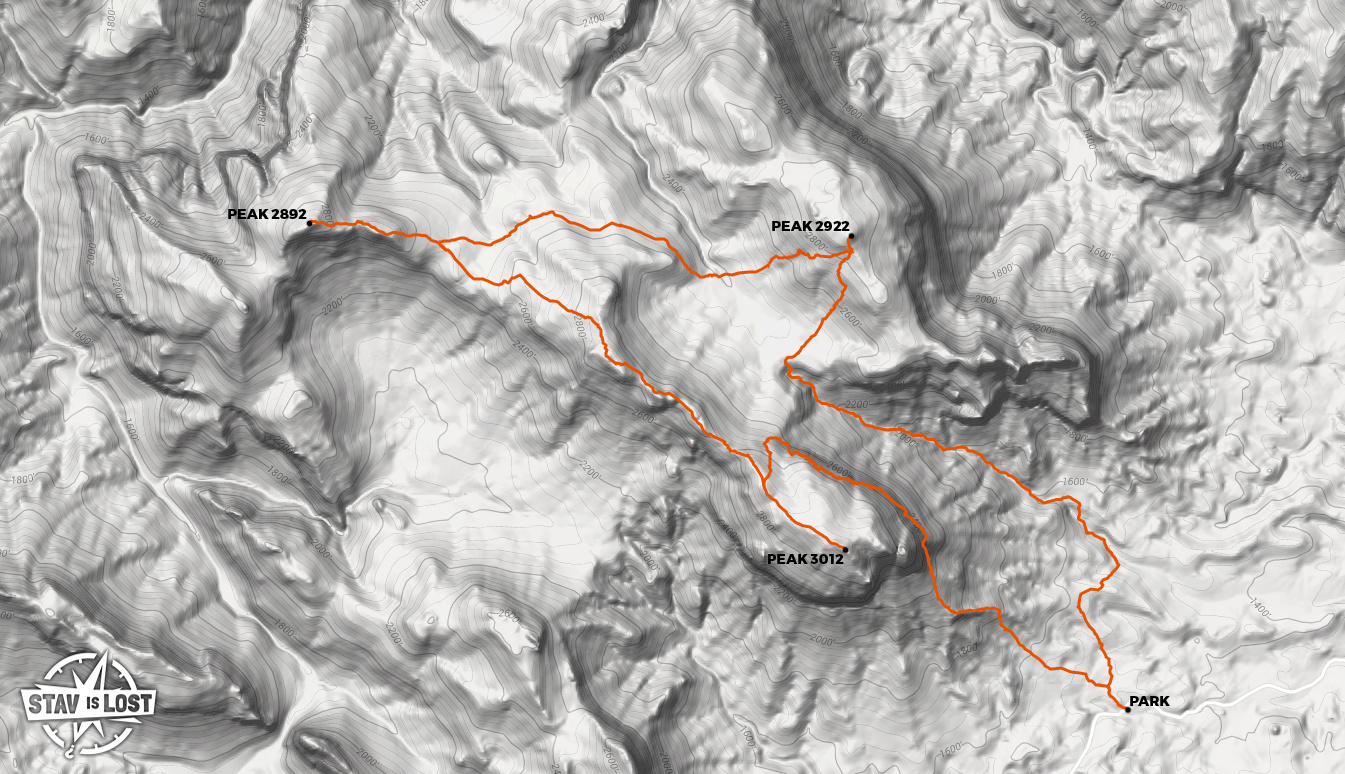 Map of Central Whipple Mountains from Copper Basin - Stav is Lost