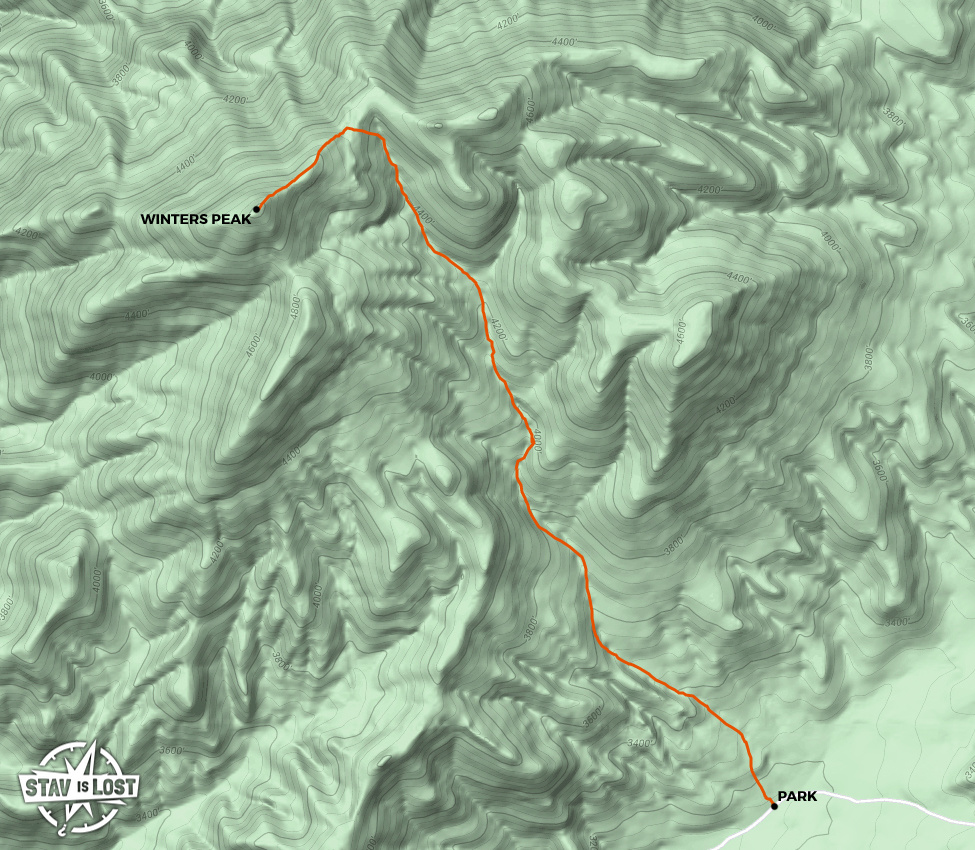 Map of Winters Peak - Stav is Lost