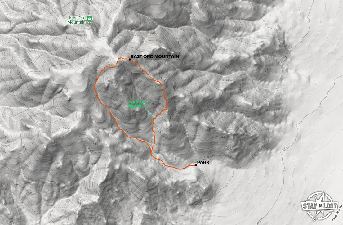 Hiking Map for East Ord Mountain