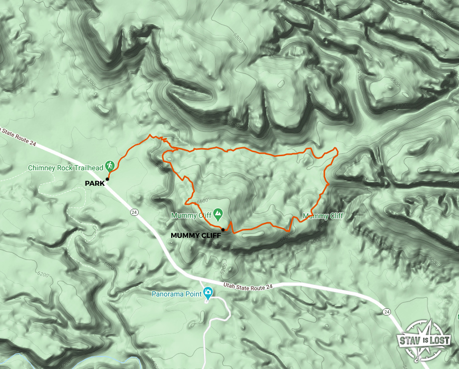 Map of Chimney Rock Loop Trail - Stav is Lost
