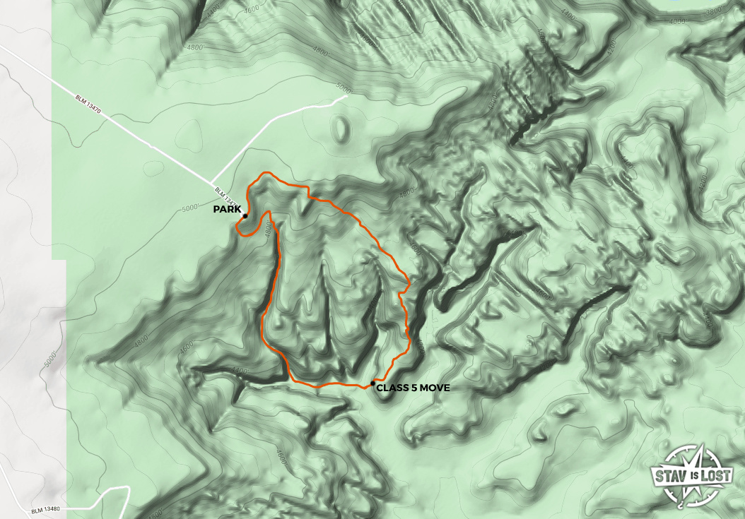 Canyoneering Map for Purgatory Canyon (Dave's Not Dead)