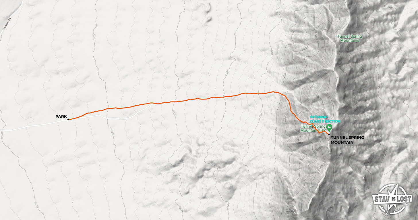 Map of Tunnel Spring Mountain - Stav is Lost