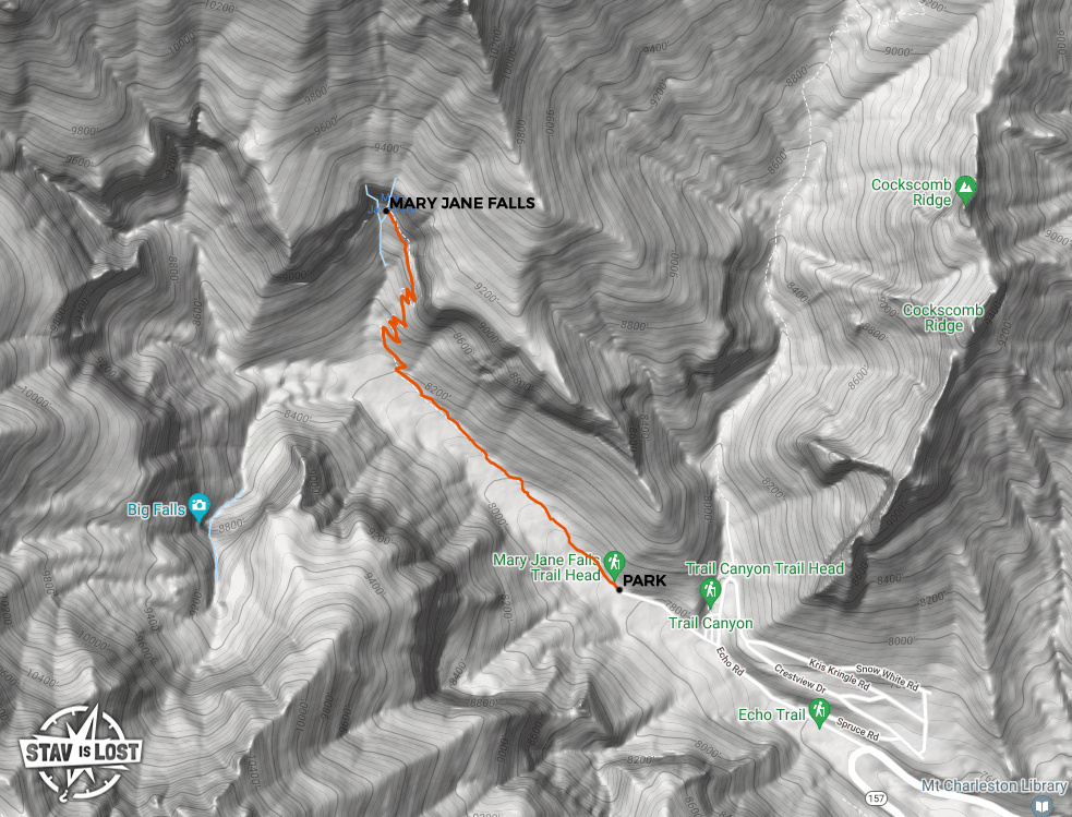 Hiking Map for Mary Jane Falls