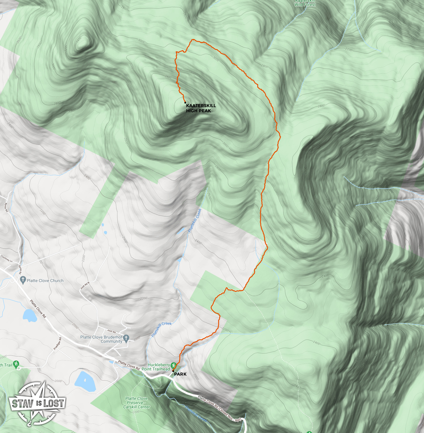 Map of Kaaterskill High Peak - Stav is Lost