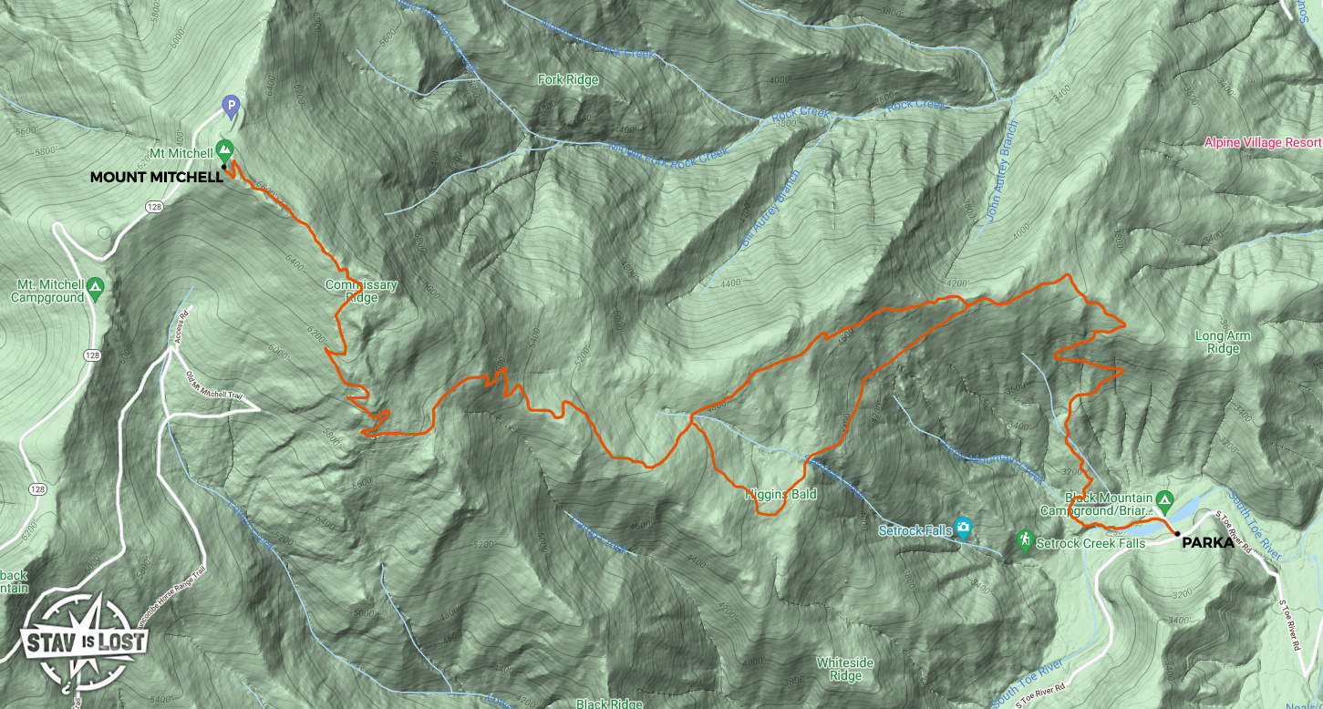 Mount Mitchell Map