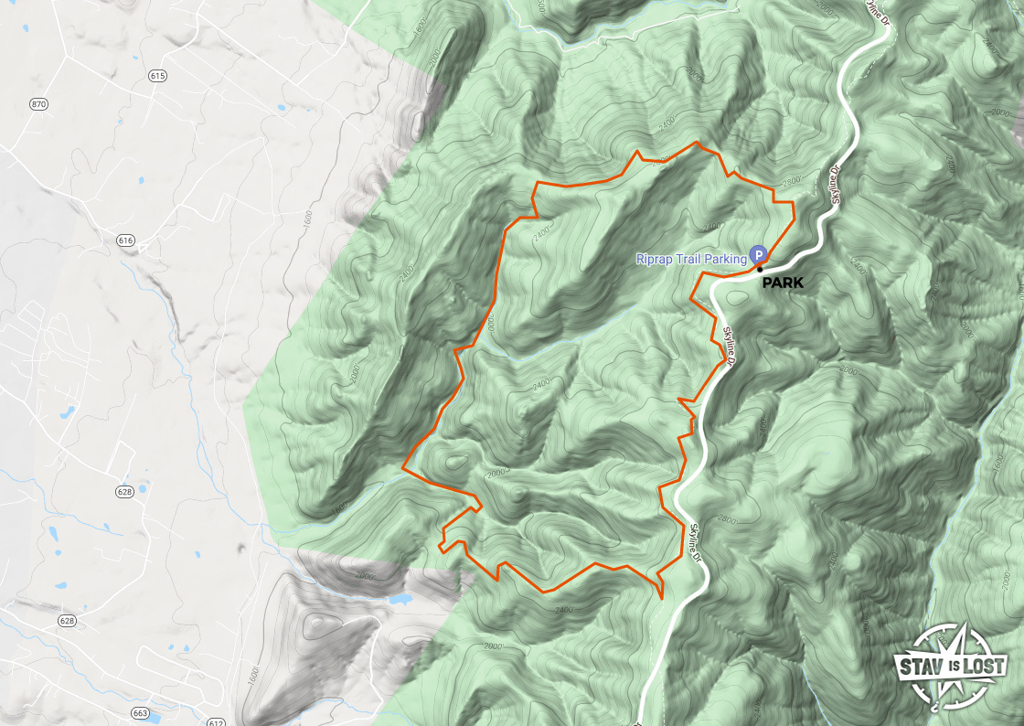 Map of Riprap Loop - Stav is Lost