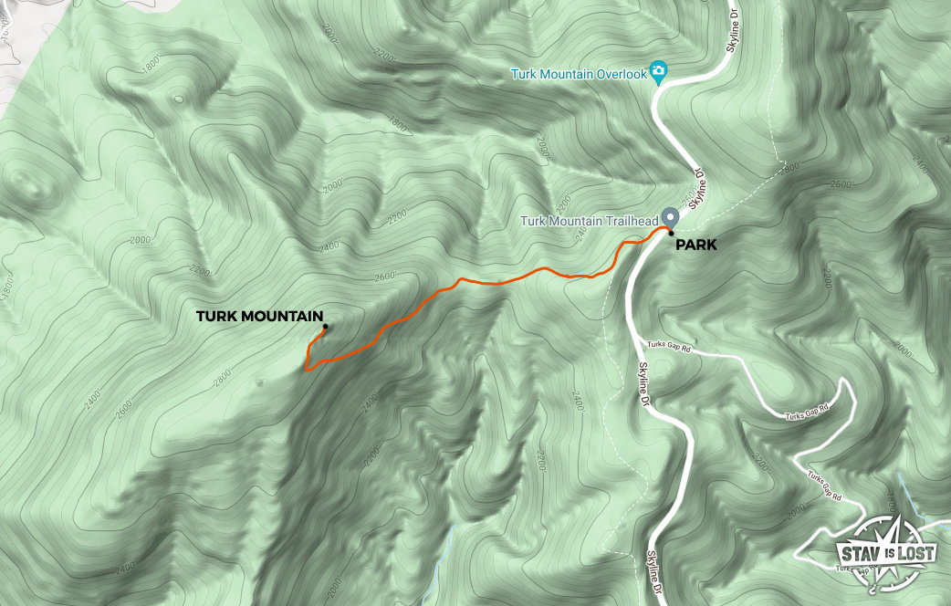 Map of Turk Mountain - Stav is Lost