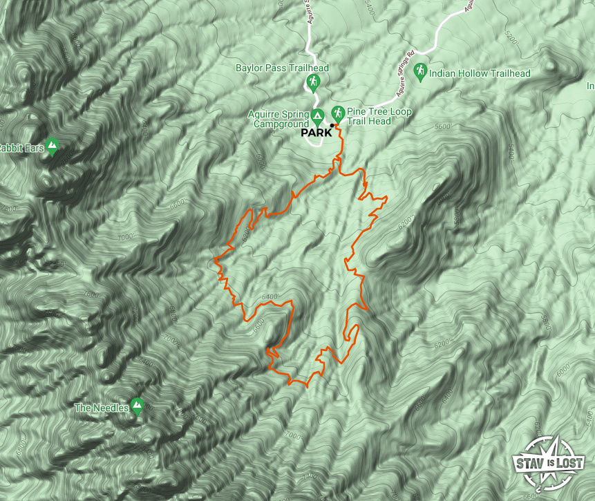 Map of Pine Tree Loop from Aguirre Spring - Stav is Lost