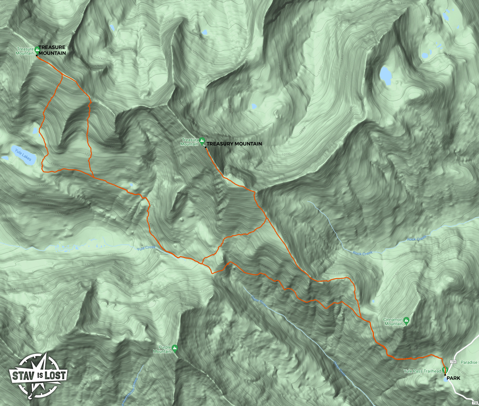 Map of Treasury Mountain and Treasure Mountain - Stav is Lost