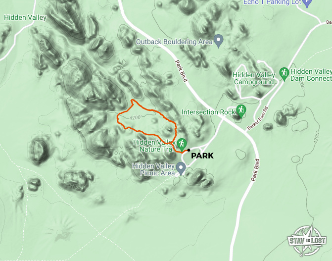 Hiking Map for Hidden Valley