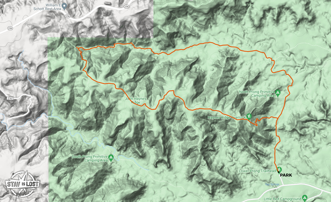 Map of Fern Cave via Upper Canyon and Haynes Ridge - Stav is Lost